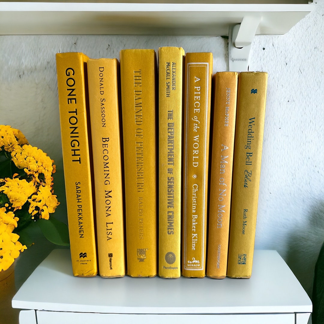 Yellow Books Set, Modern Yellow Book Spines, Yellow Home Staging Books ...