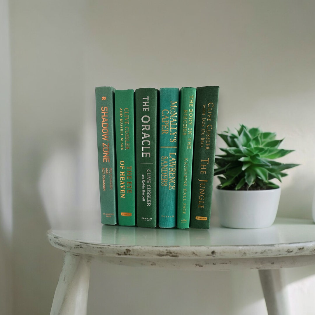 Modern Green Books Set, REAL Interior Decorator Books With Green Spines ...