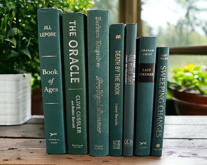 Modern Dark Green Books Set, REAL Interior Decorator Books With Green ...