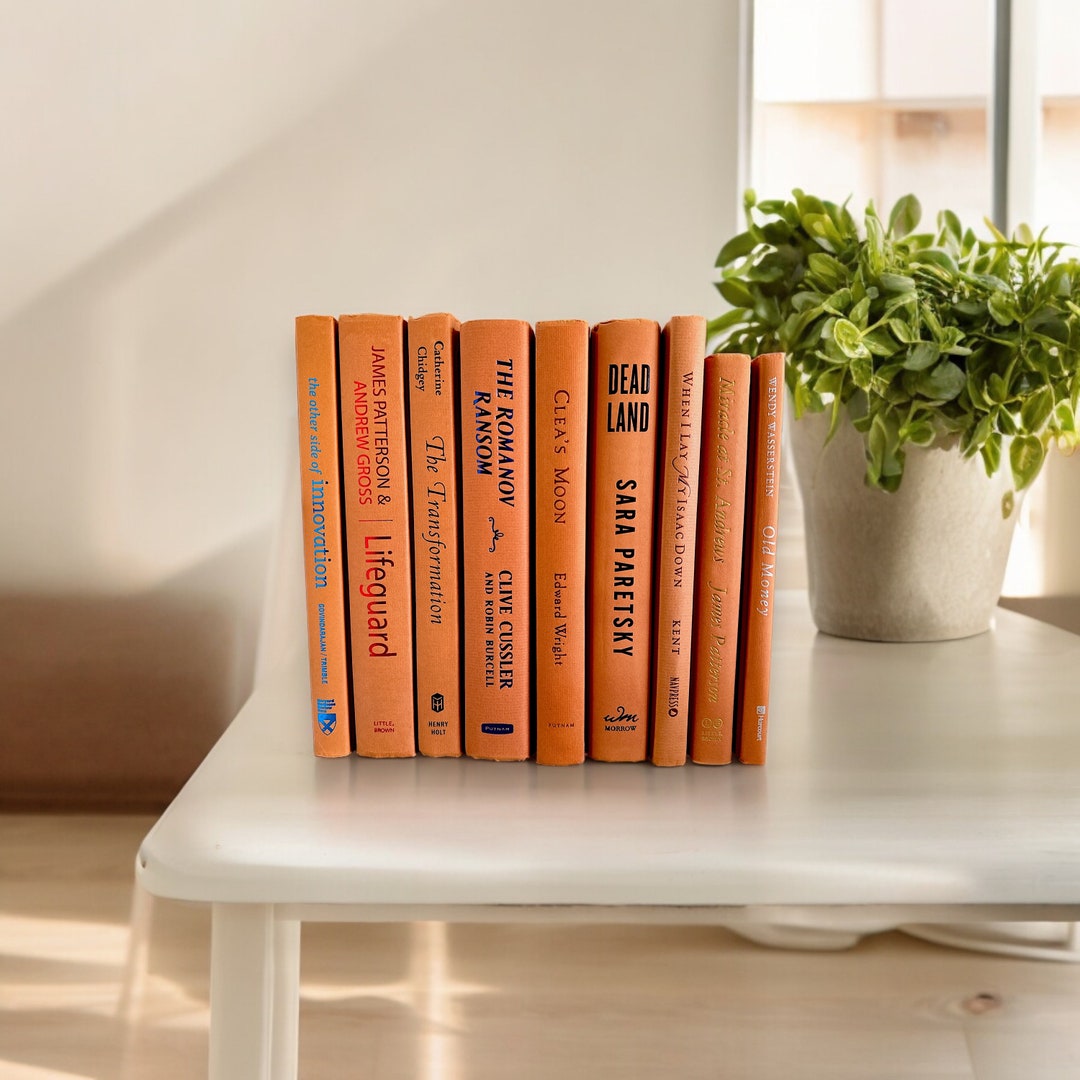 Light Orange Books, Interior Decorator Books Set in Light Terracotta ...