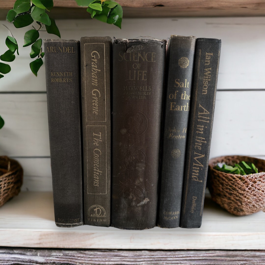 Vintage Black Books Set Rustic Old Black Books Shabby Farmhouse ...