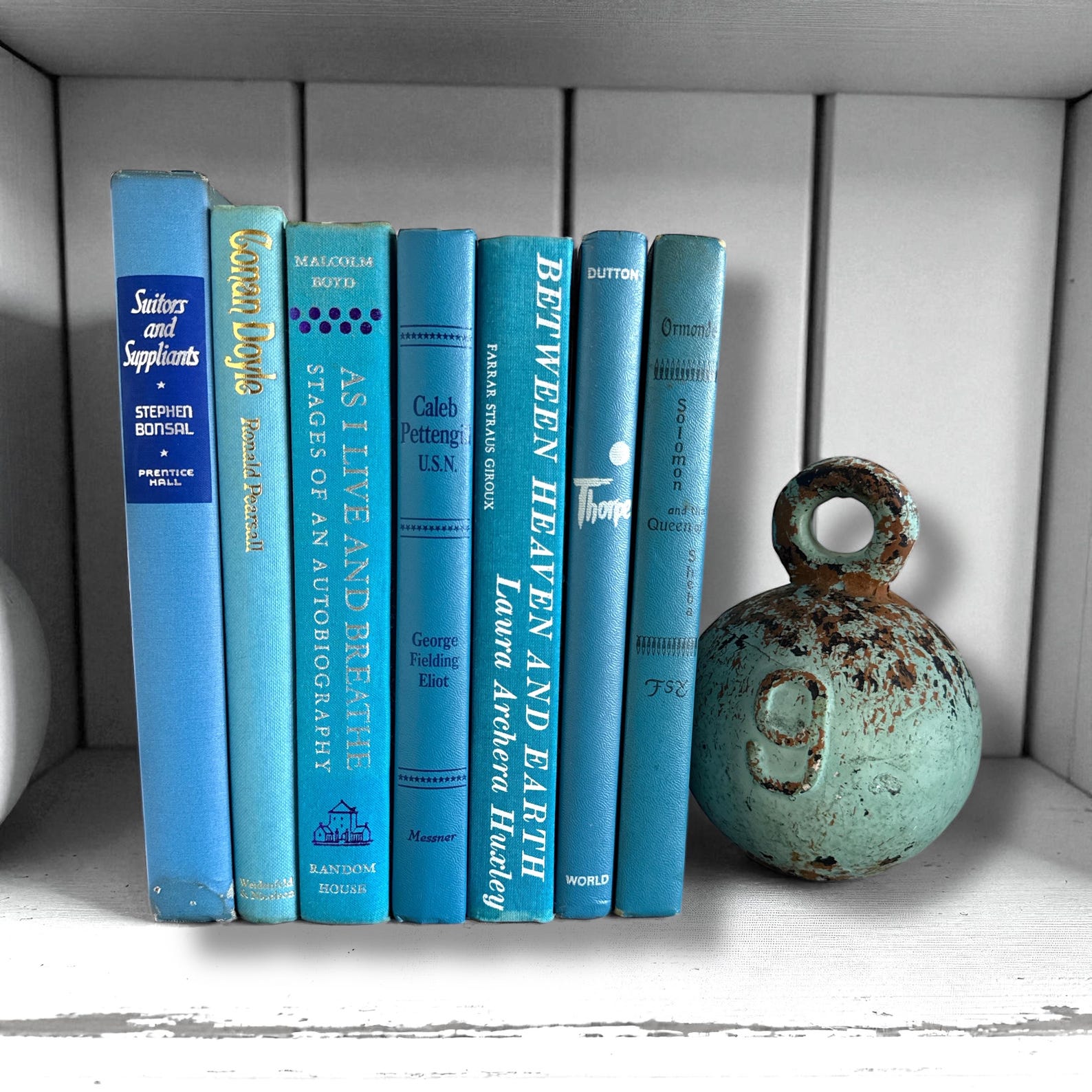 Vintage Vibrant Blue Book Stack: Coastal Shelf or Table Decor - Etsy