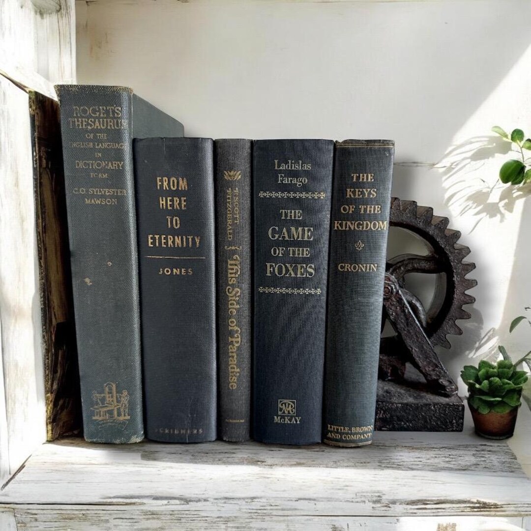 Vintage Black & Gold Book Set: Shabby Farmhouse Decor - Etsy