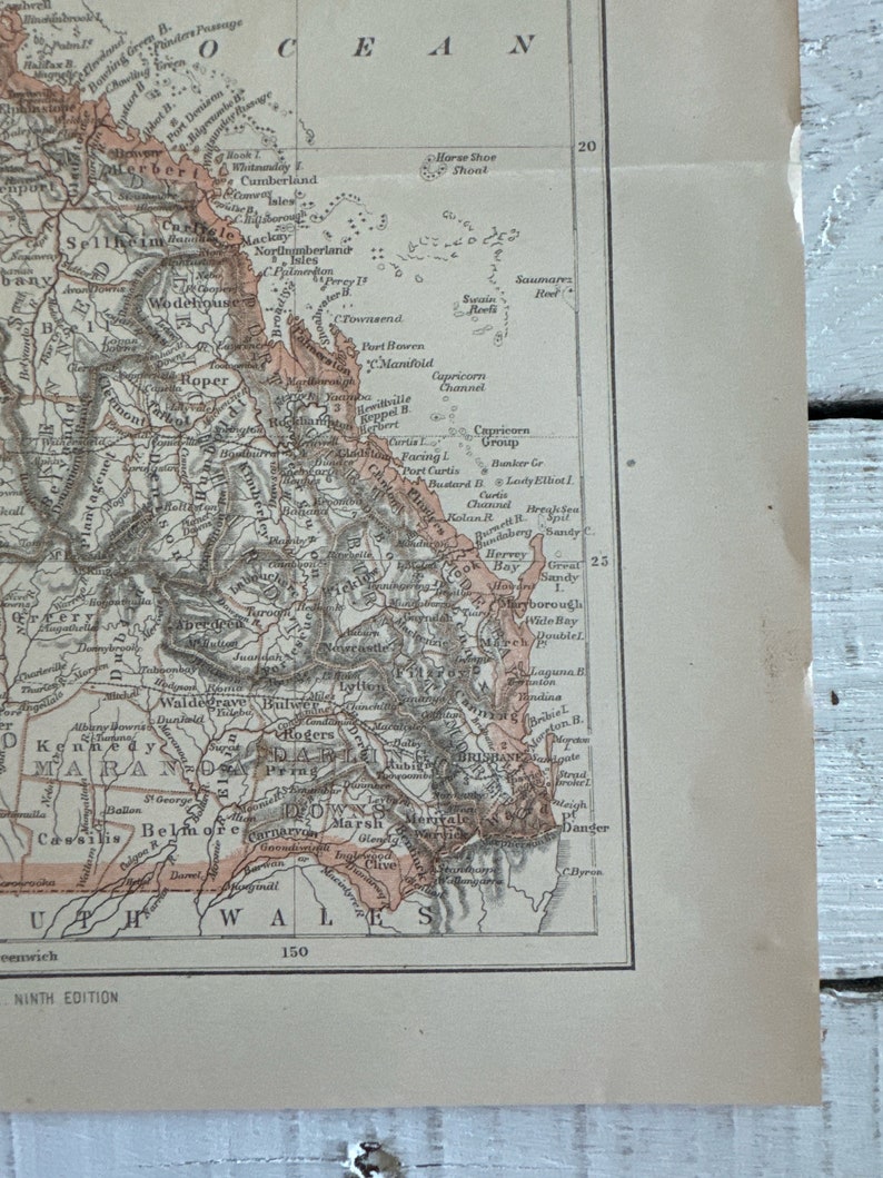 Antique Queensland Map: 1891 Australian Book Plate Art - Etsy