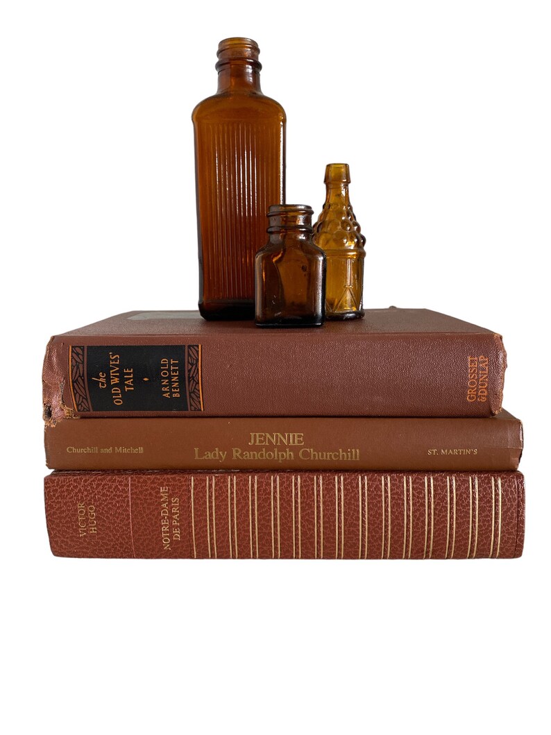 Vintage Brown Book Stack Brown Interior Decorator Books Old - Etsy