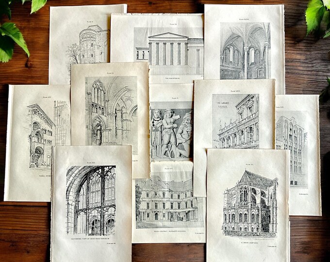 Antique 1925 Ancient Architecture Art, Architecture Sketch Art Prints ...