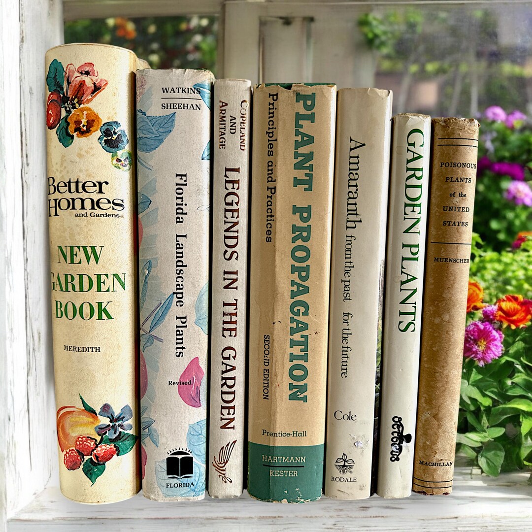 Vintage Gardening Books Set of 7, Shabby Garden Plant and Flower Book ...