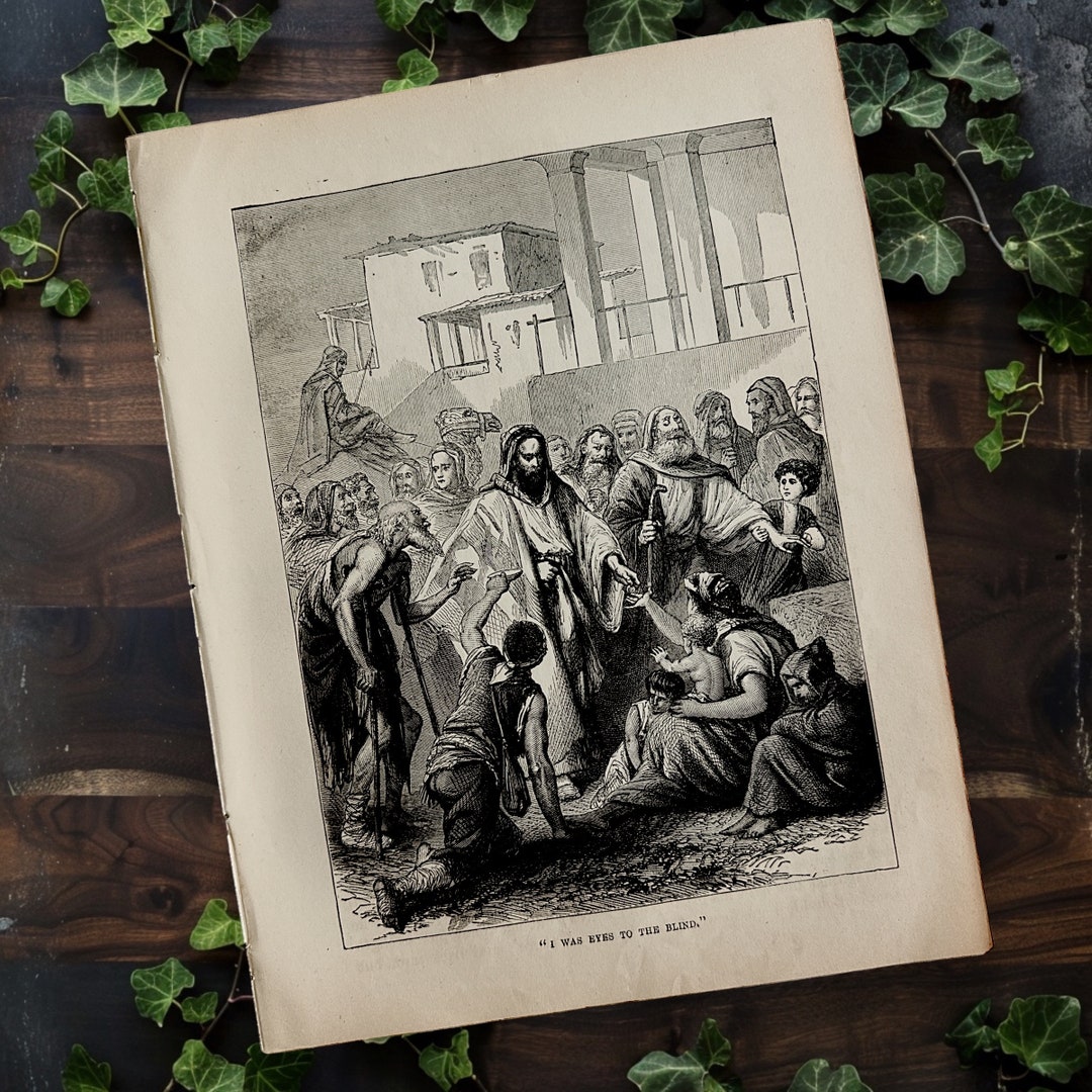Antique 1877 Bible Engraving of Jesus Healing People in the Streets ...