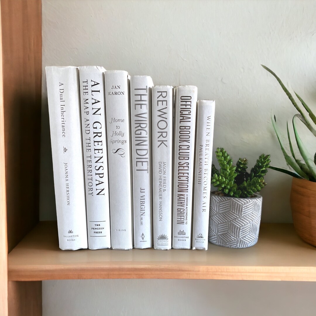 White Modern Books Set, Interior Decorator White Books, White Home ...