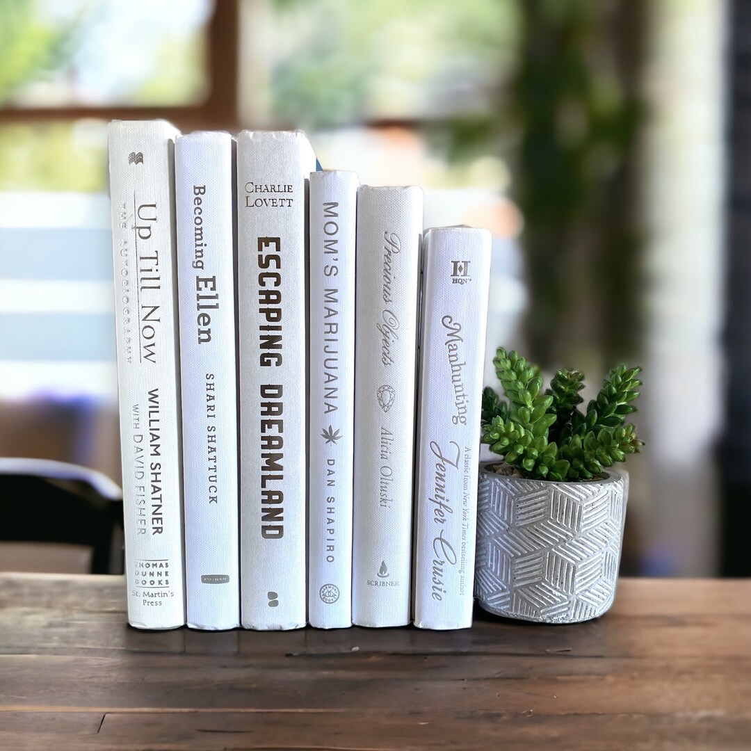 White Modern Books Set, Interior Decorator White Books, White Home ...