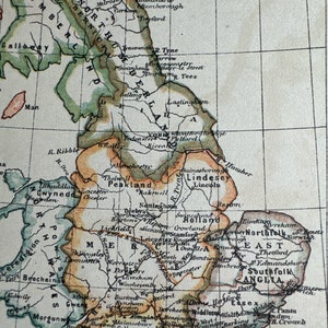 Antique 1891 Original England Map Book Plate Art, Antique English ...