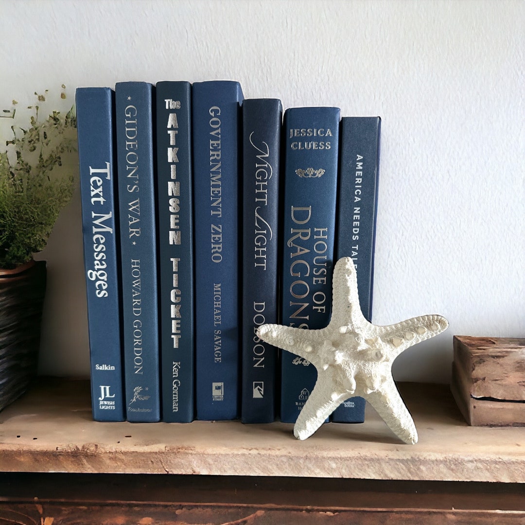 Blue Books Set, Modern Dark Blue Interior Decorator Books, Navy Blue ...