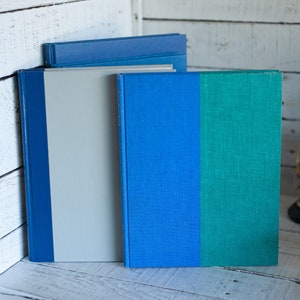 BLUE Coffee Table Books Stack Large Books in Pretty Blues and Gold Set ...