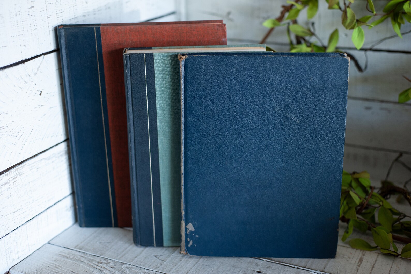 Vintage Dark Blue Coffee Table Books Large Book Stack in - Etsy
