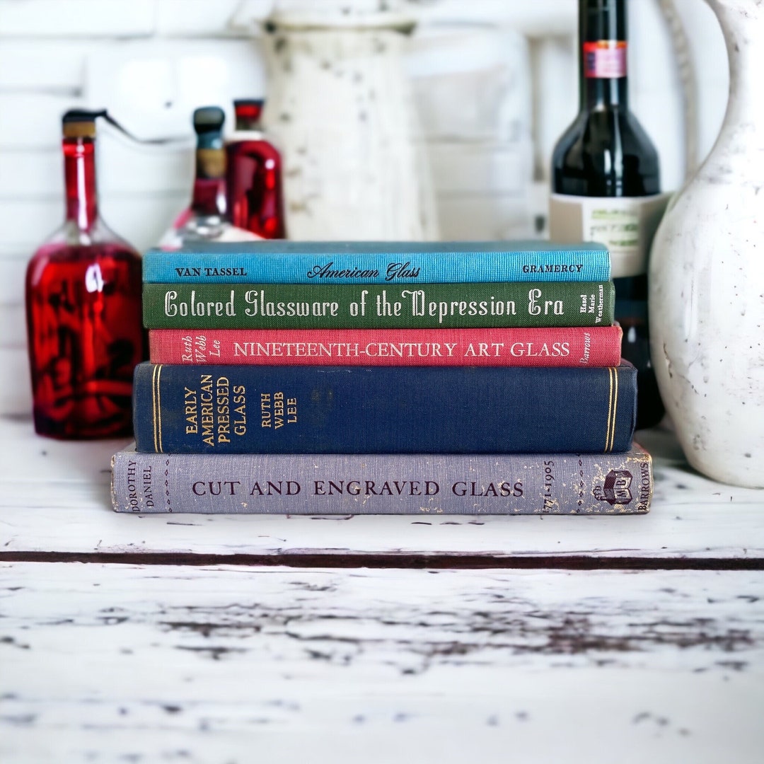 Vintage Glass and Glassware Books Stack Collection, Books About Antique ...