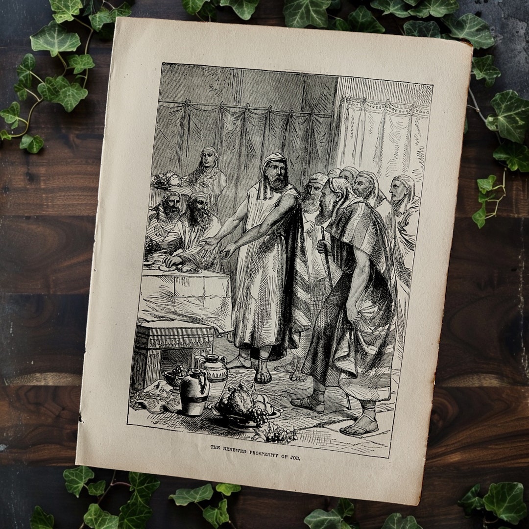 Antique Bible Engraving: 1877 "renewed Prosperity of Job" Religious Art ...