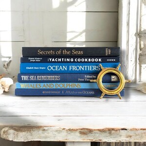 Large Nautical Coffee Table Books, Blue Beach House Interior Decorator ...