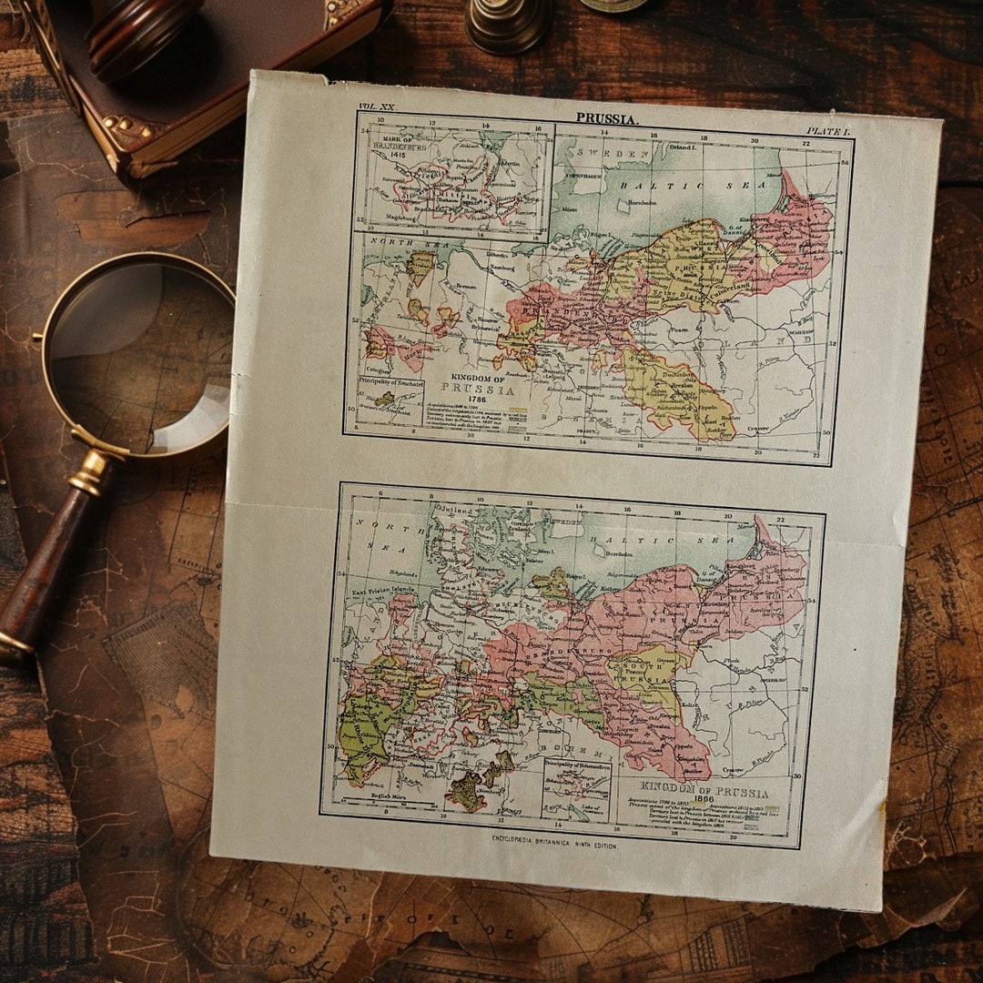 Antique 1891 Real Prussia Map, Original Kingdom of Prussia Map Book ...
