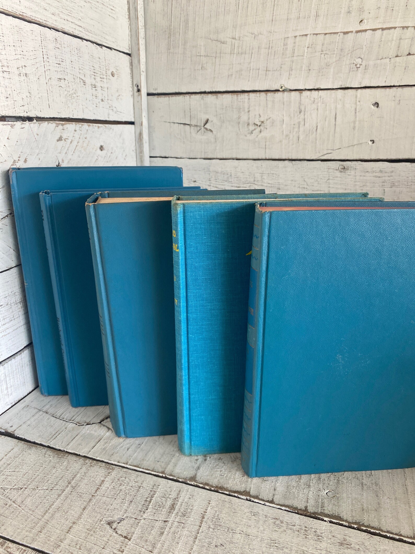 Vintage Turquoise Blue Book Set: Home Decor Staging Books, Set of 5 - Etsy