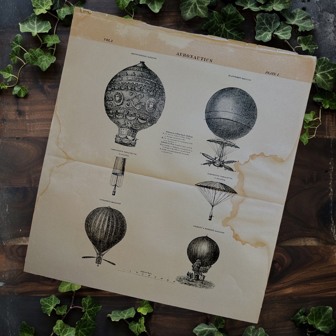 Antique 1891 Aeronautics Art, Aeronautical Book Illustration, Antique ...