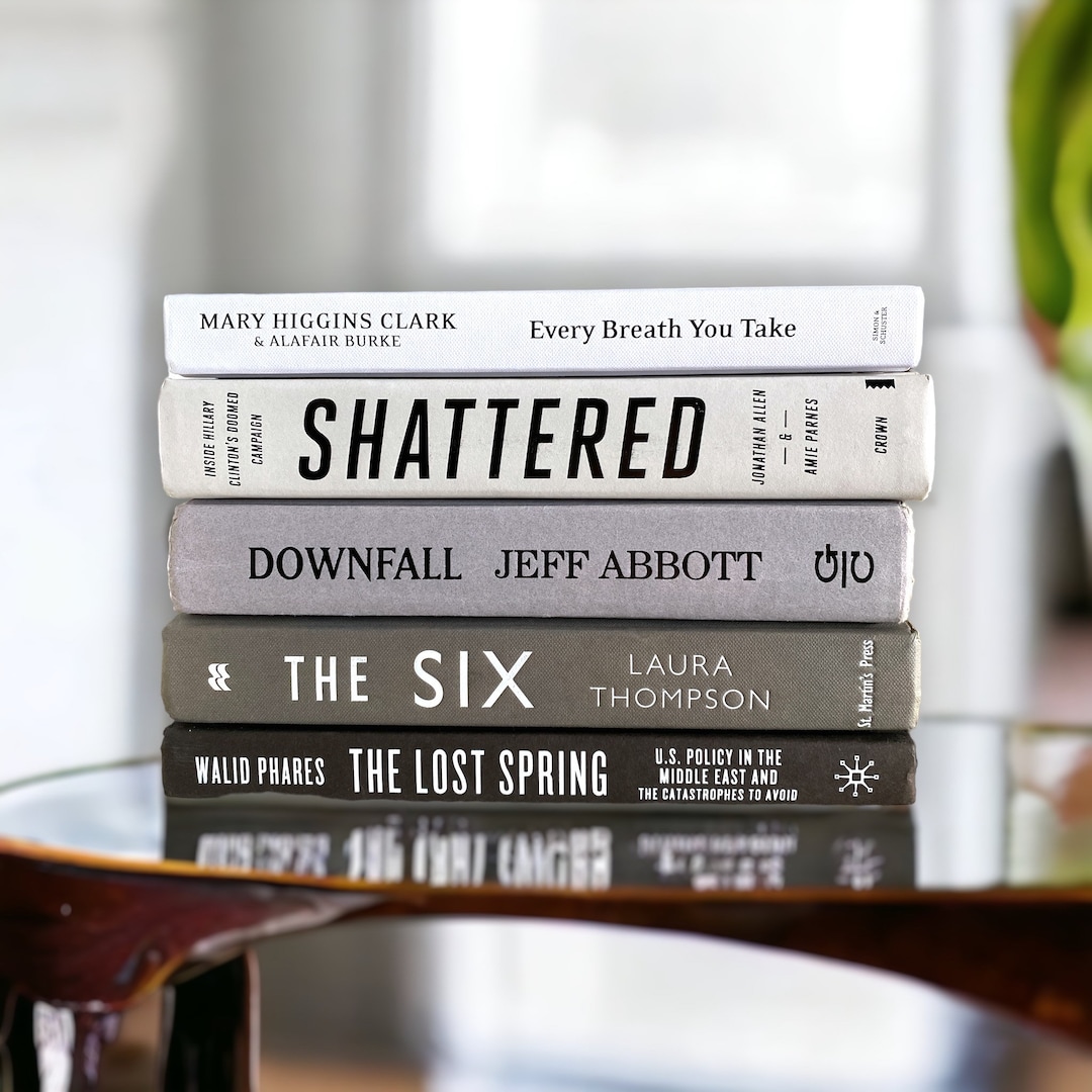 Modern Ombre White Gray and Black Book Stack, Collection of 5 REAL ...