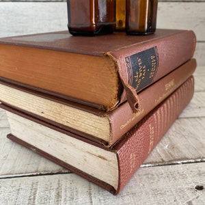 Vintage Brown Book Stack, Brown Interior Decorator Books, Old Brown ...