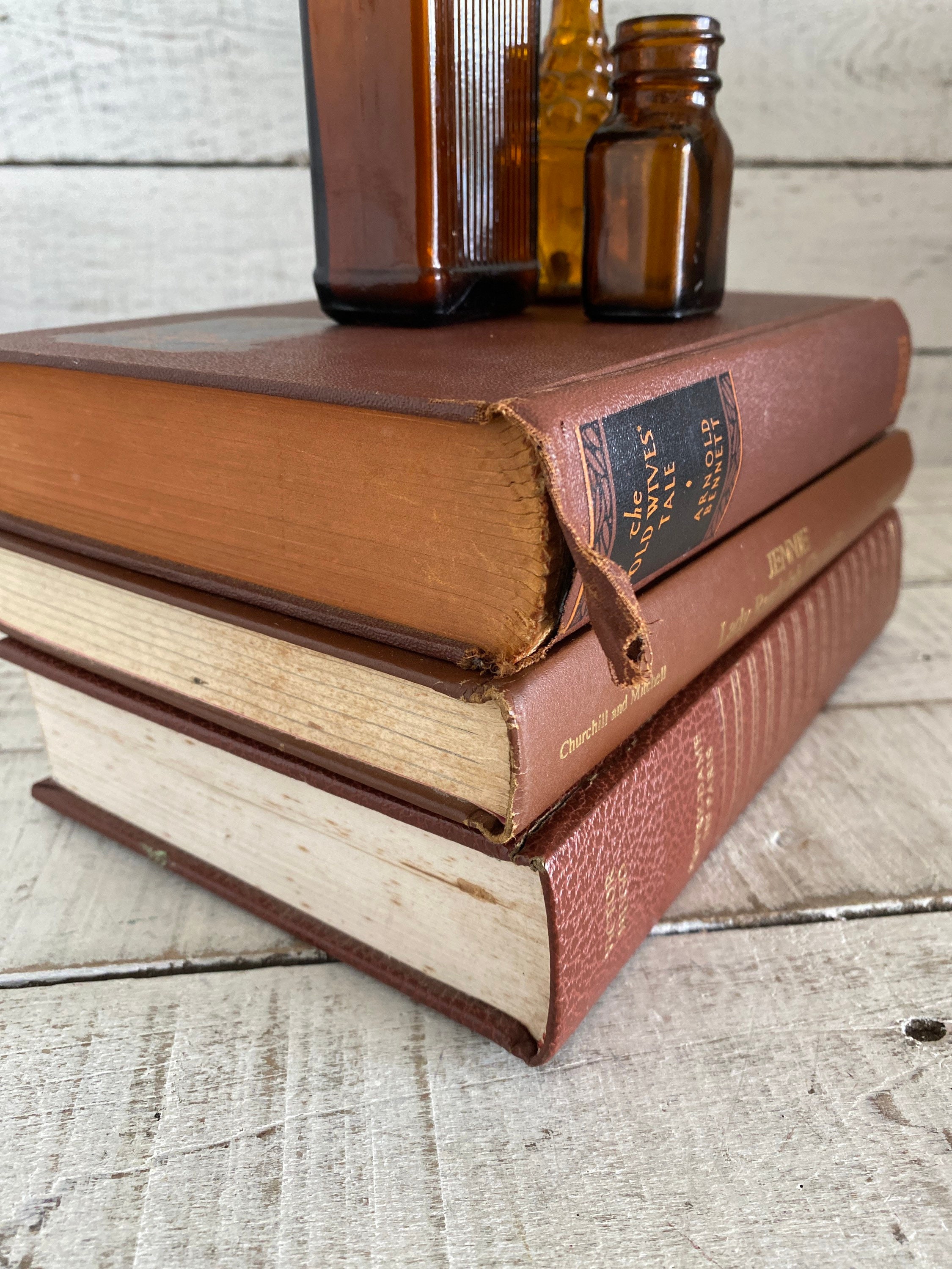 Vintage Brown Book Stack Brown Interior Decorator Books Old - Etsy