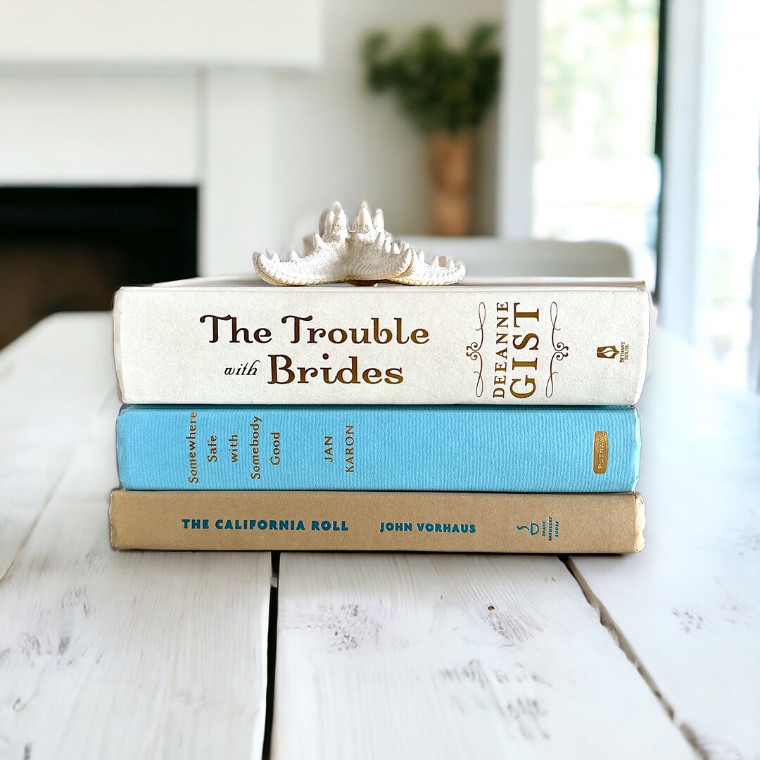 Coastal Books Set, Books for Shelf Decor, Beach House Decor, Coastal ...