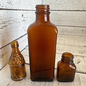 Vintage Brown Glass Bottles Set, Brown or Amber Glass Bottle, Antique ...