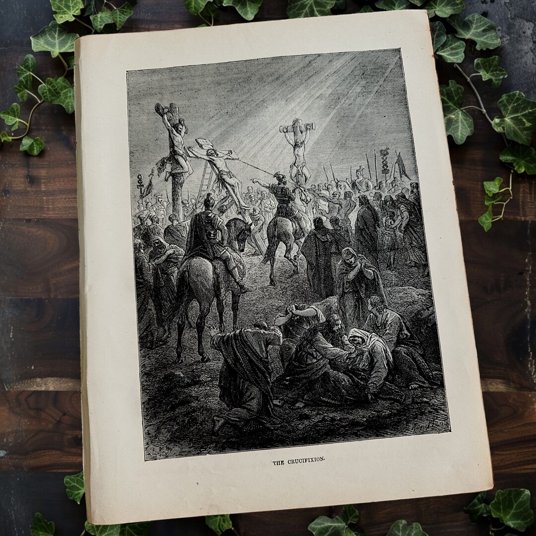 Antique 1877 Bible Engraving Art of Jesus and the Crucifixion, Original ...
