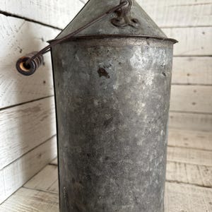 Antique Large Metal Can With Wood Handle and Spout, Antique Railroad ...