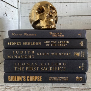 Halloween Book Decorations, Set of 5 Spooky Scary Titled Books in Black ...