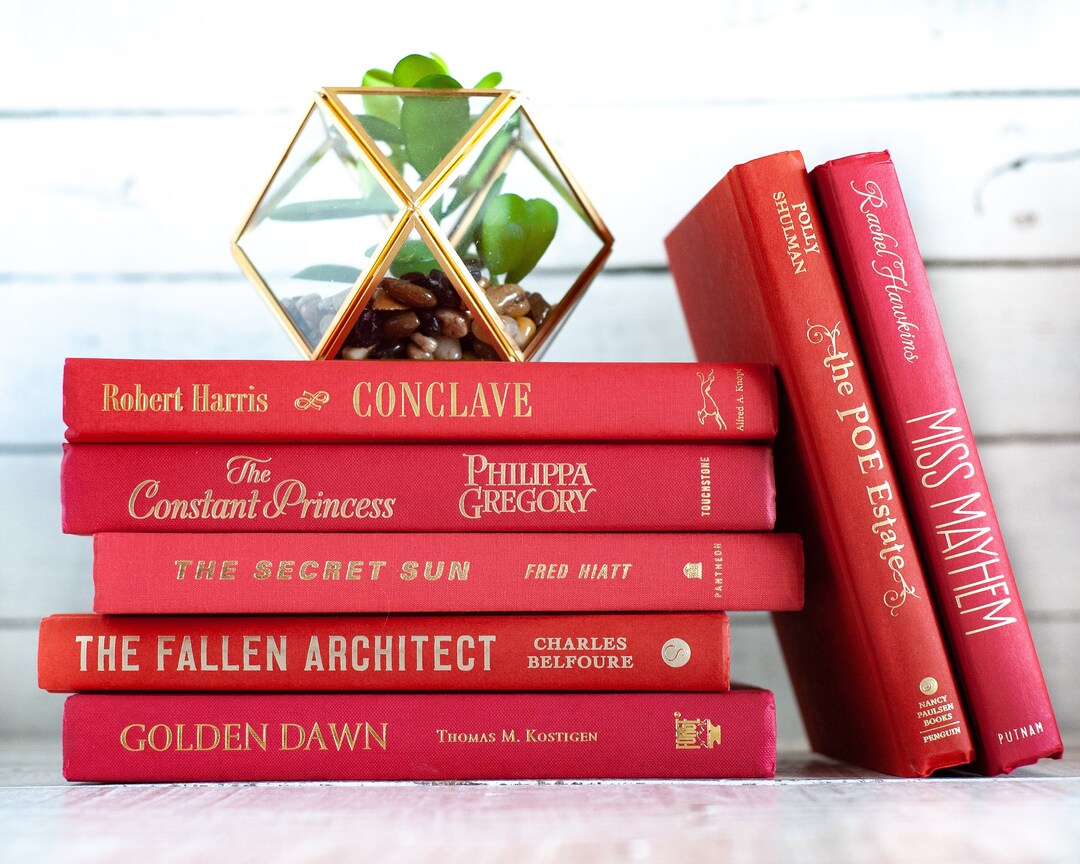 Modern Red Books for Interior Decorating or Home Staging, REAL Books by ...