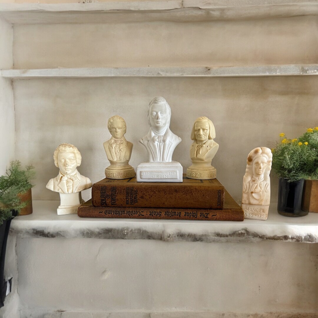 Vintage Mini Bust Statues Set of 5, Classical Musicians Bust Head, 1700 ...