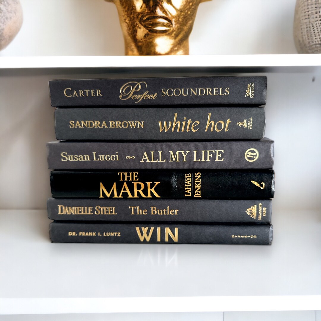 Black and Gold Books Set: Modern Bookshelf Decor, Signed Edition - Etsy