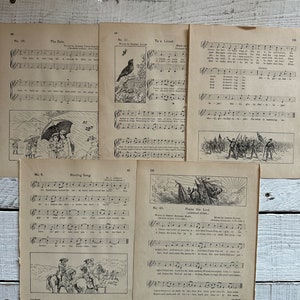 Antique 1895 Original Sheet Music Book Pages With Black and White ...