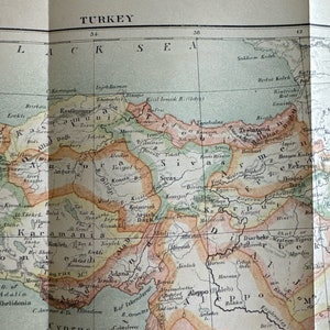 Antique 1891 Real Turkey Map Book Plate Art, Antique Original Turkey ...