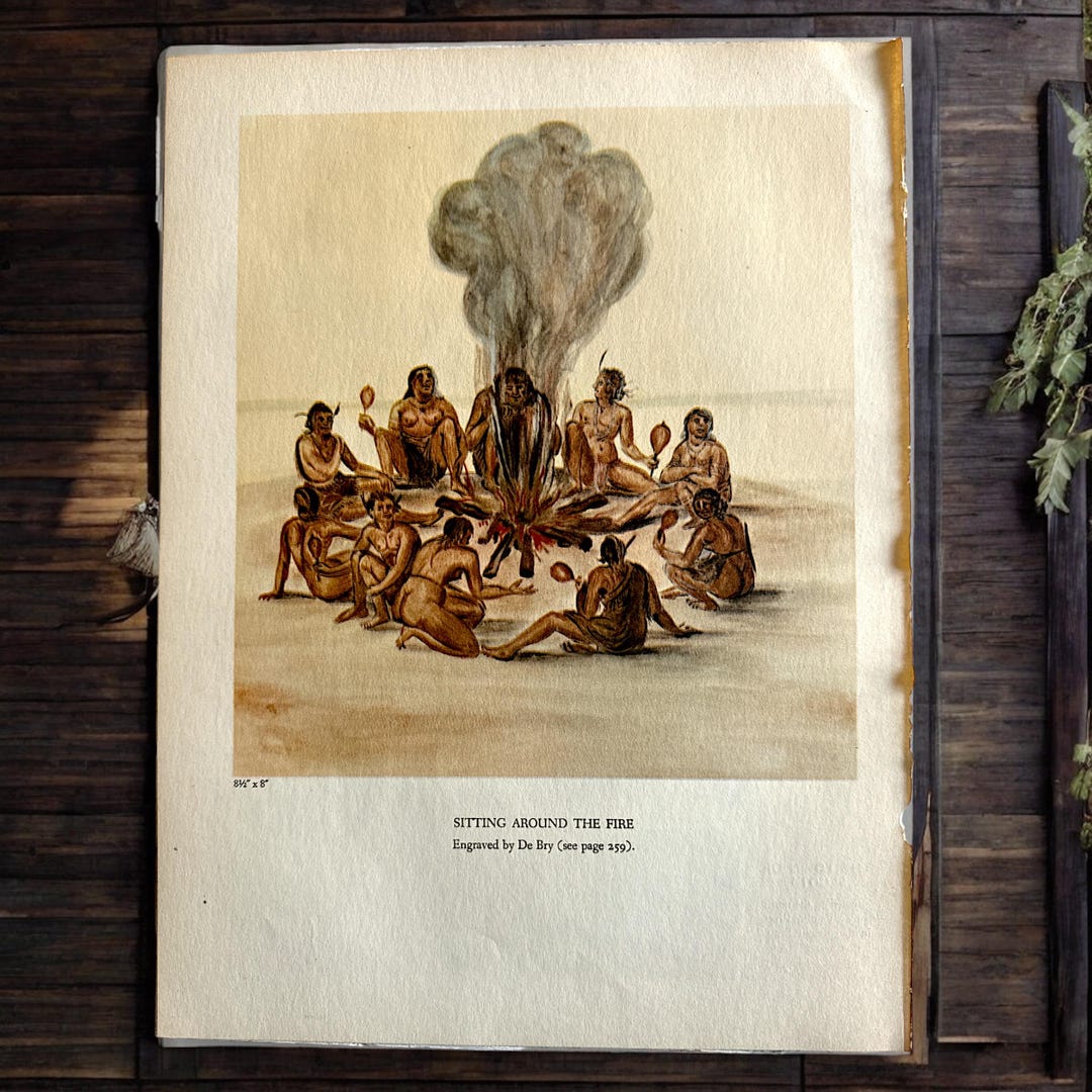 Vintage Native American Art Print: 1946 Book Illustration, "town of ...