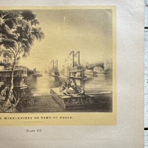 Vintage 1942 Currier & Ives Steamboat Art Lithograph Print Titled ...