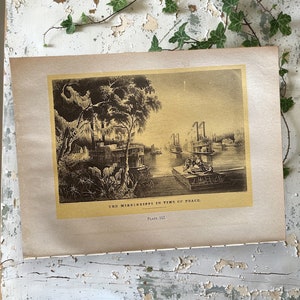 Vintage 1942 Currier & Ives Steamboat Art Lithograph Print Titled ...
