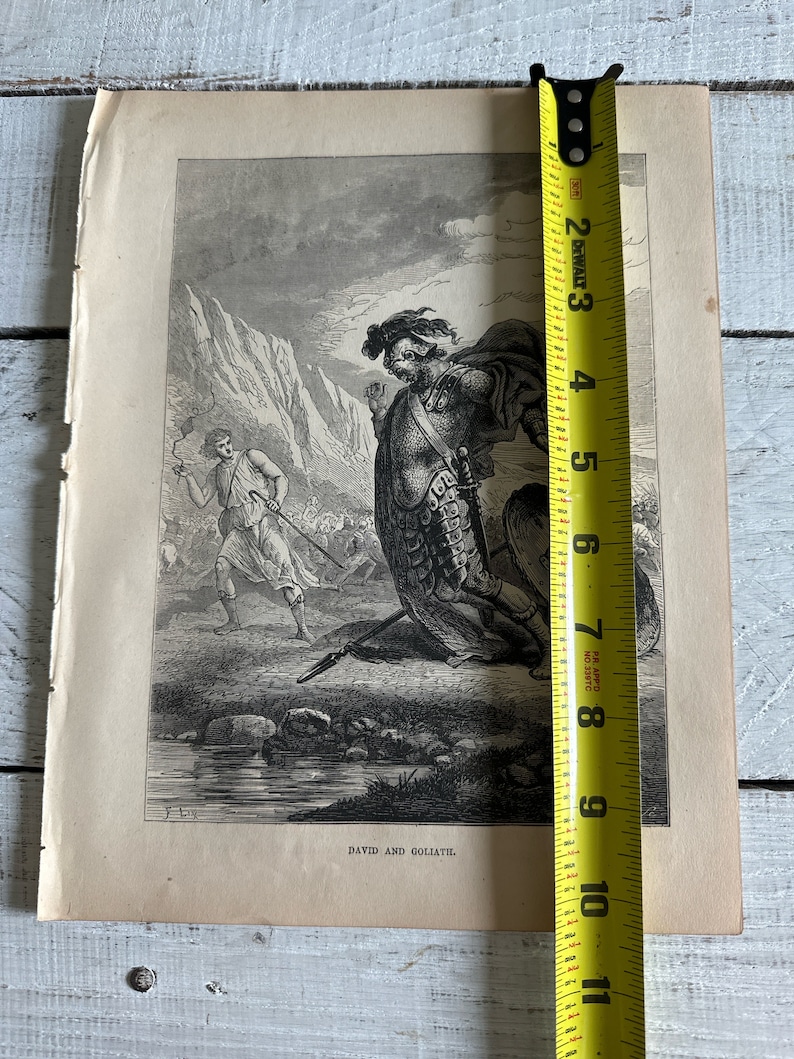 Antique David and Goliath Bible Engraving: 1877 Biblical Art - Etsy
