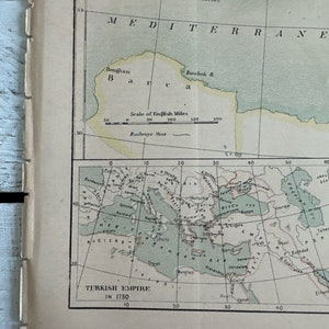 Antique 1891 Real Turkey Map Book Plate Art, Antique Original Turkey ...