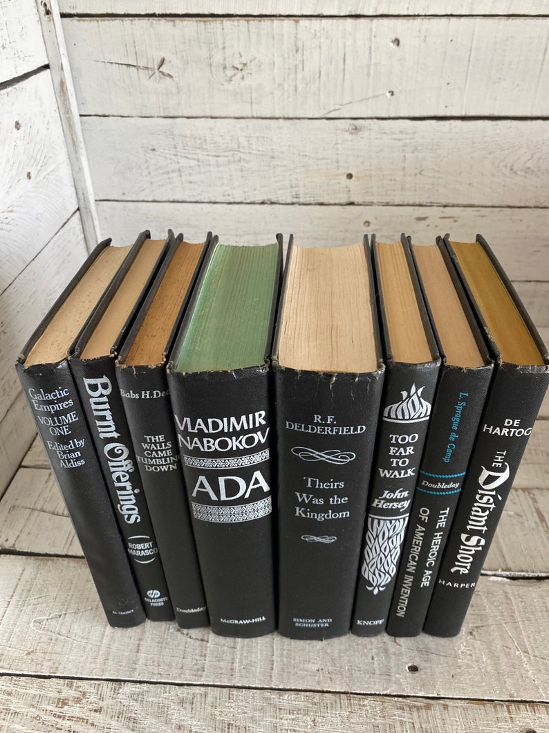 Vintage Black and White Books Old Black Book Spines - Etsy