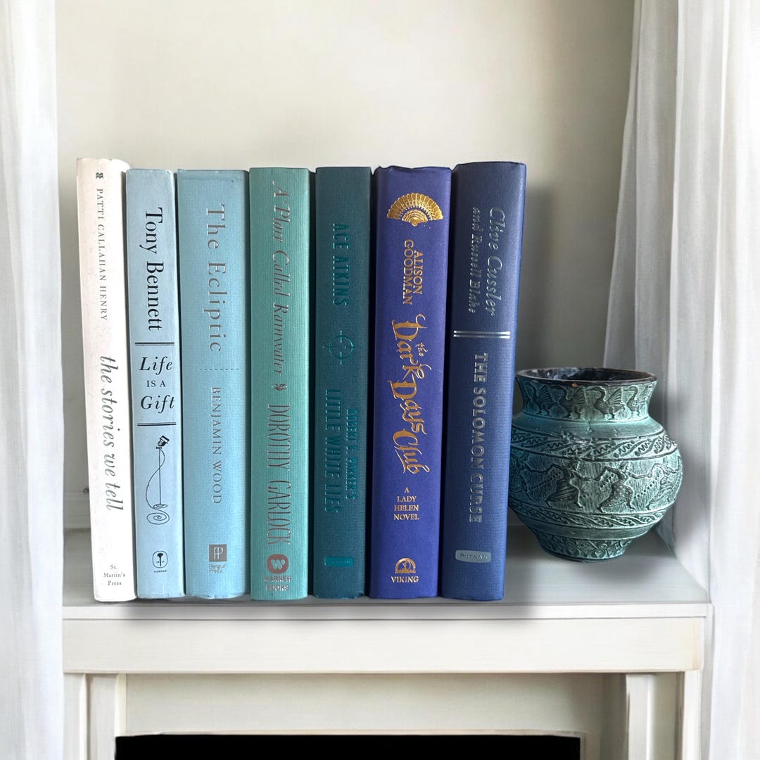 Modern Blue Books, Blue Ombre Books, Interior Decorator Books, Coastal ...