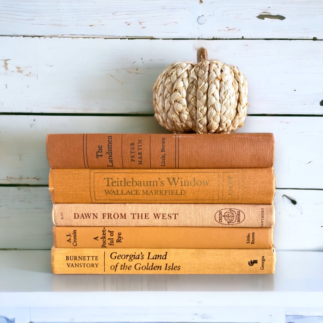 Vintage Fall Books Decor, Vintage Autumn Colored Books, Fall Home Decor ...