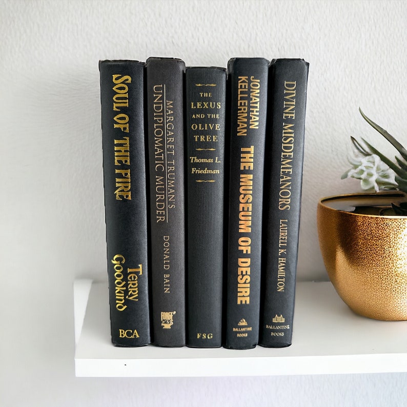 Black and Gold Books Set: Modern Home Decor, Signed Edition - Etsy