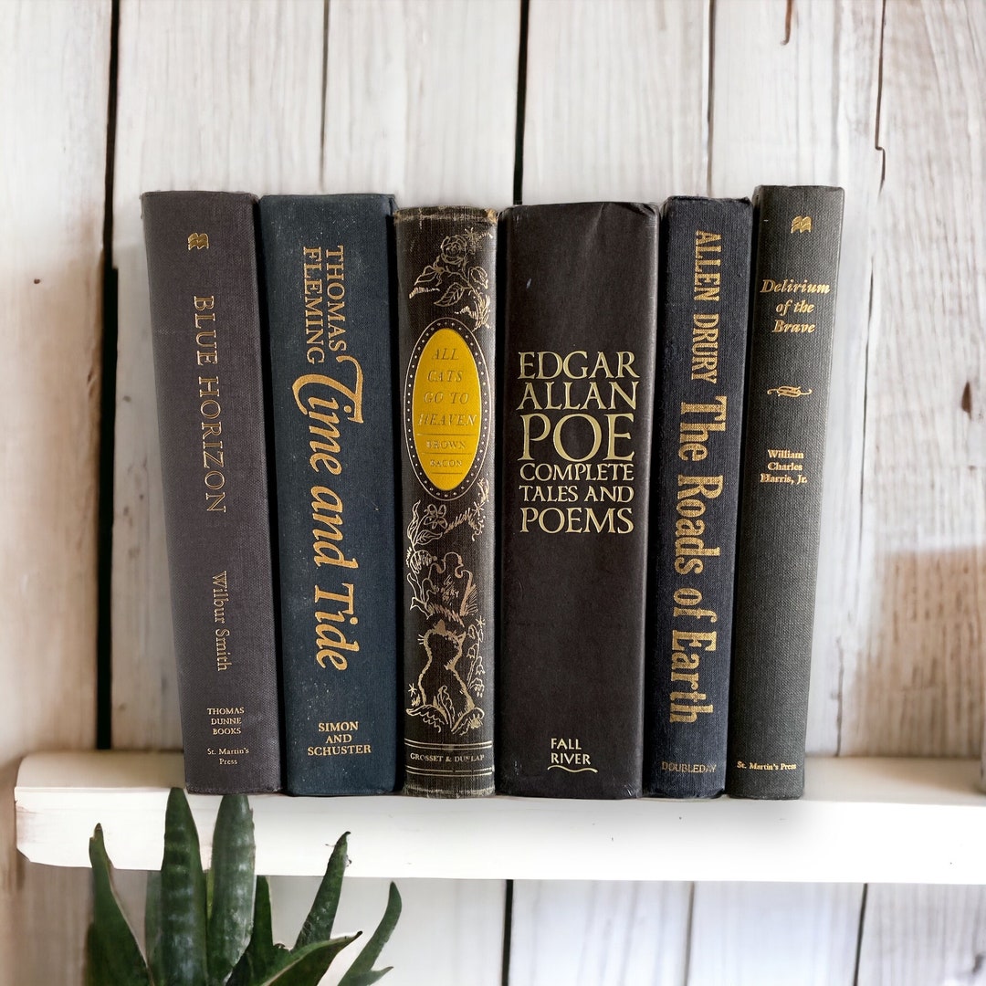 Black Books Set, Black and Gold Book Collection, Interior Decorator or ...