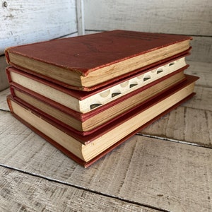 Vintage Brick Red Cookbooks Set of 4, Old Shabby Cook Books Collection ...
