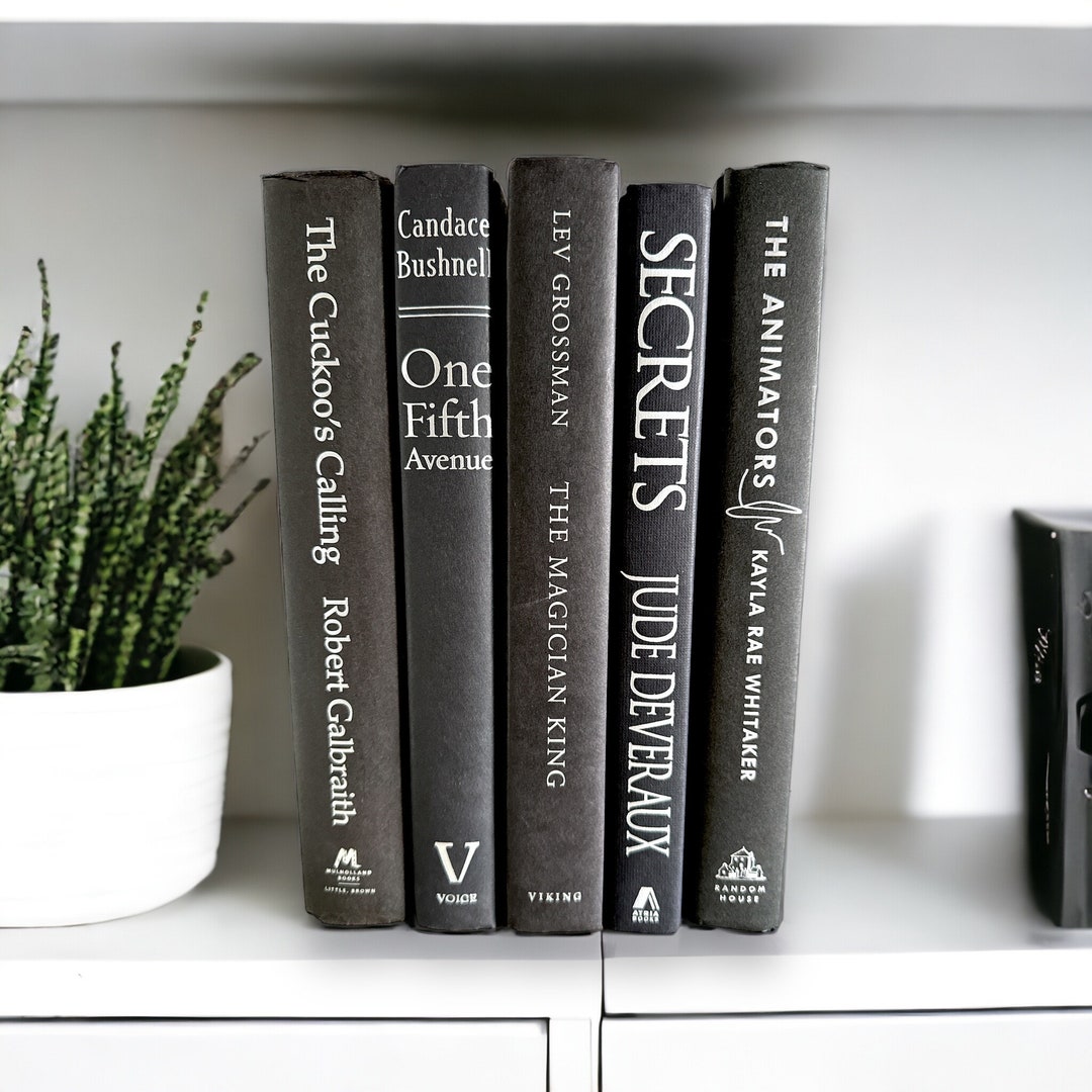 Black Books Set, Black and Silver Modern Book Collection, Black ...