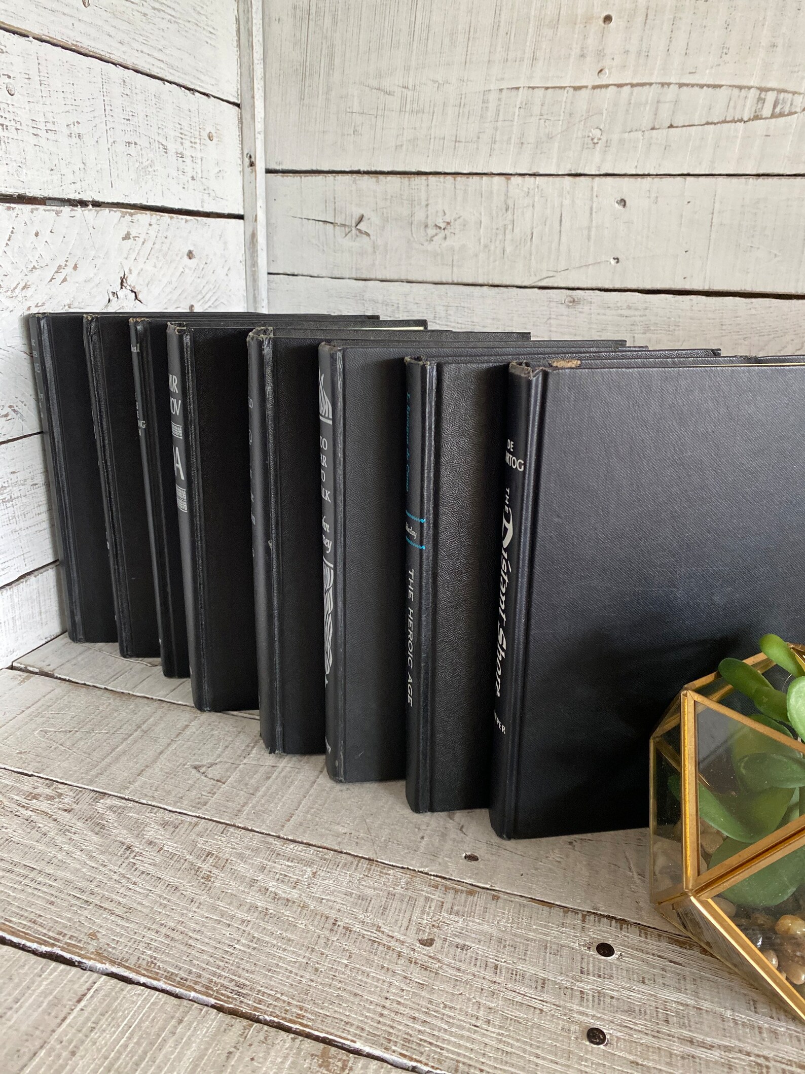 Vintage Black and White Books Old Black Book Spines - Etsy